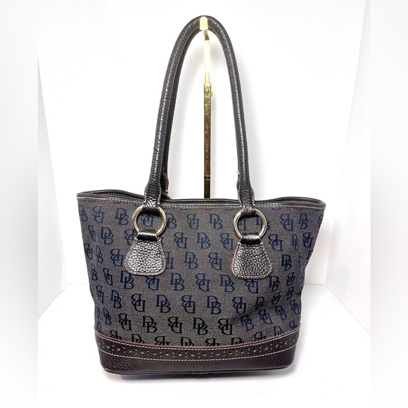 Dooney & Bourke | Bags | Dooney Bourke Blue Brown Monogrammed Canvas ...
